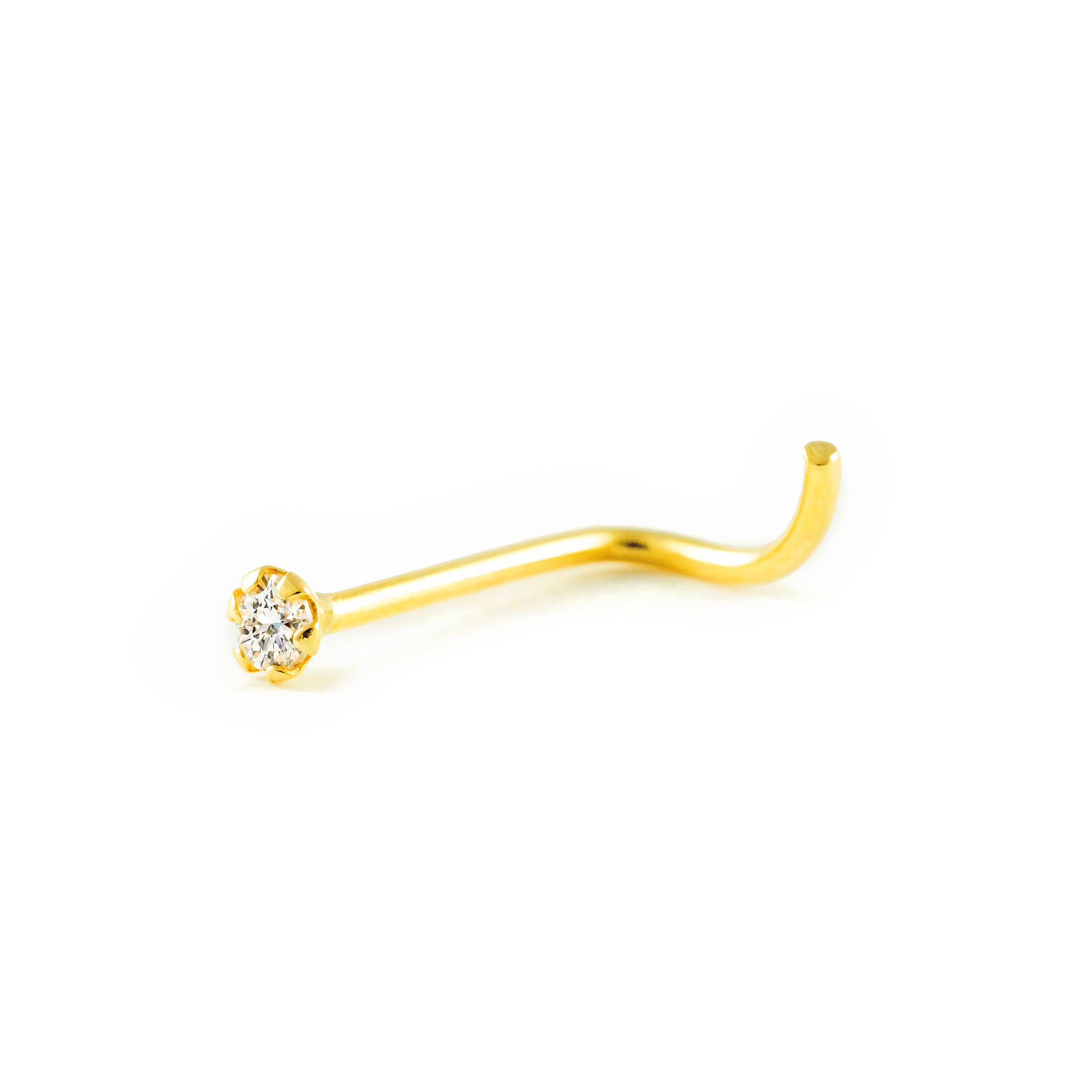 Piercing Oro Amarillo 18K Nariz Redondo Circonita Brillo – Mondepetit